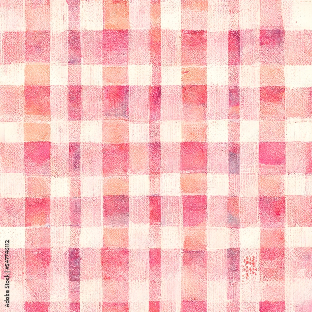 Watercolor pink gingham pattern Stock Illustration | Adobe Stock