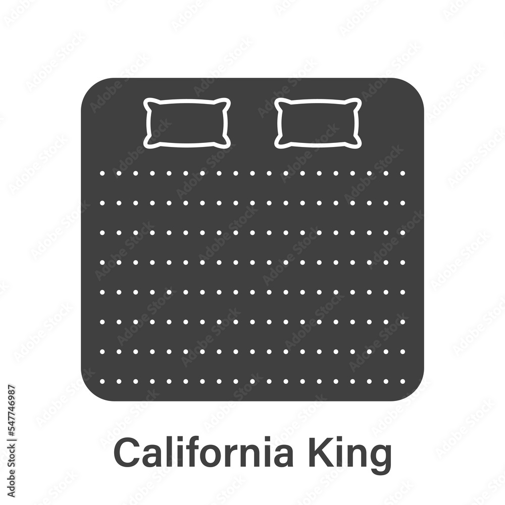 Bed Size Dimension. Mattress California King Silhouette Icon. Bed ...