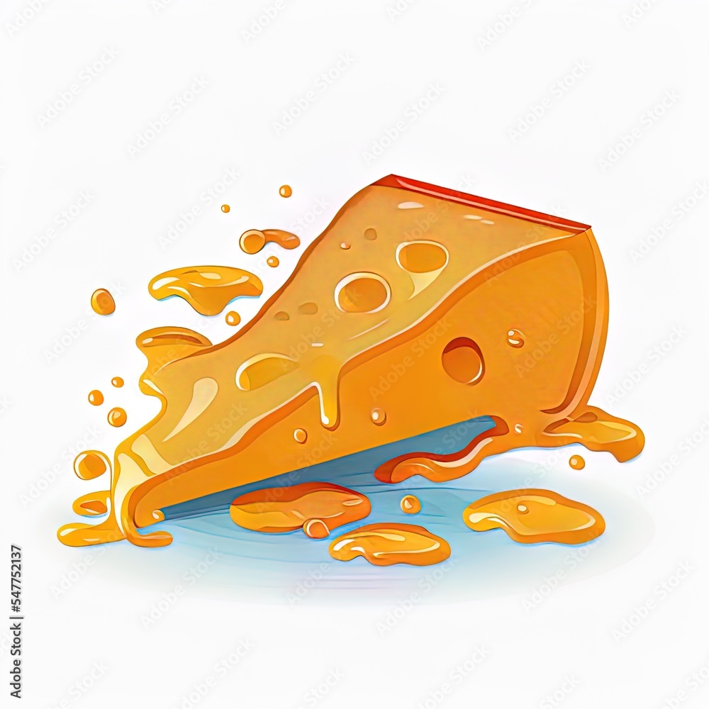 Flowing Melted cheese isolated on white background. Processed cheese ...