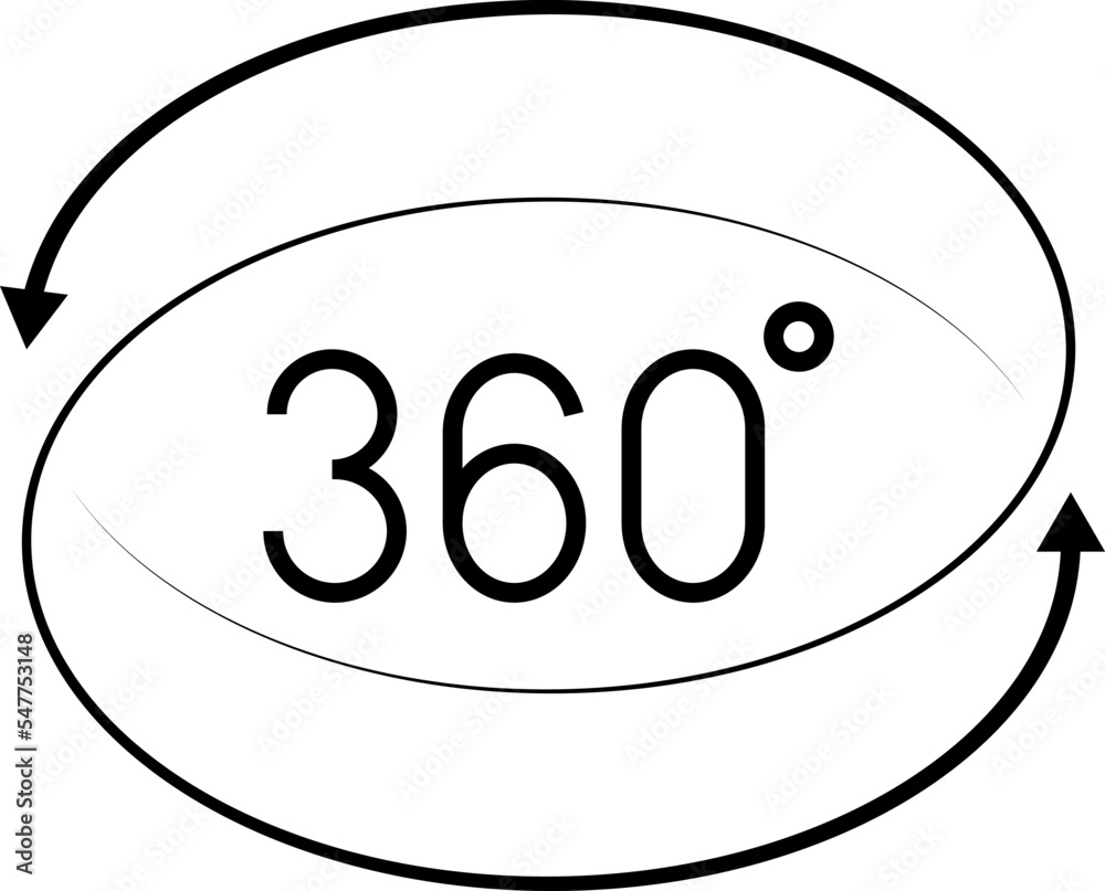 360 degrees vector icon set. Round signs with arrows rotation to 360 ...