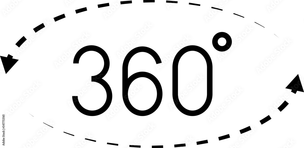 360 degrees vector icon set. Round signs with arrows rotation to 360 ...