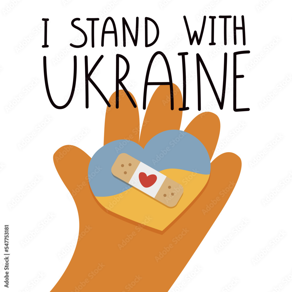 Stop war in Ukraine. I stand with Ukraine. Illustration of peace. Hands ...