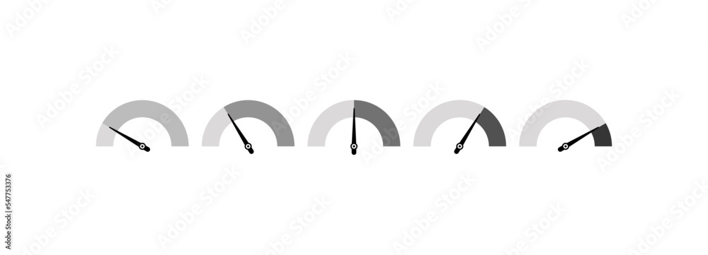 Dashboard Colorful Speedometer Icons Set Tachometer Icon Isolated Performance Indicator Sign