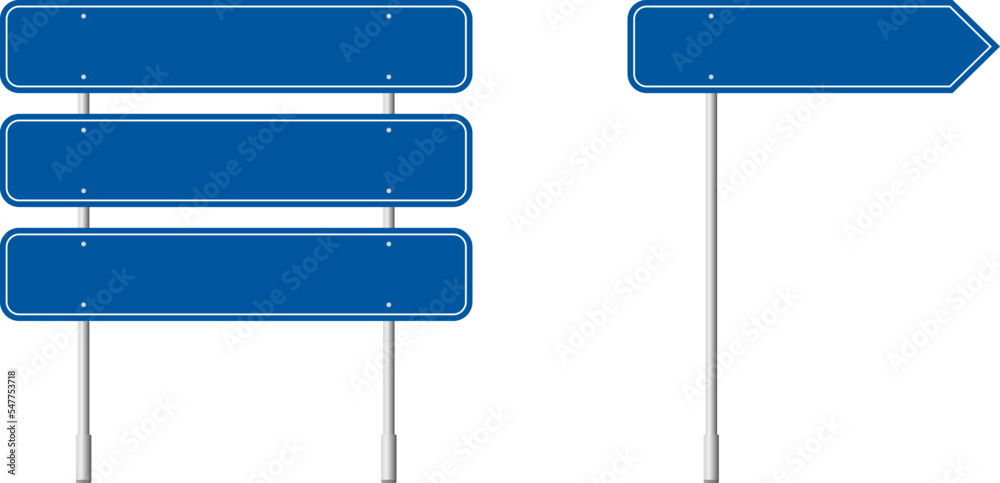 Blank signs vector for information of road direction, maps, text or ...