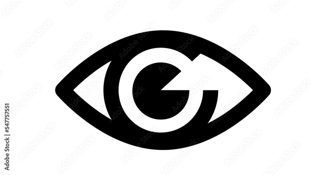 Eye icon, Animation of in outline design. Cartoon, illustration, vector ...