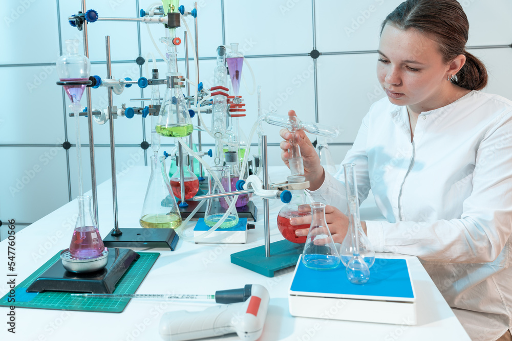 chemical experiment in the laboratory of organic chemistry of the ...