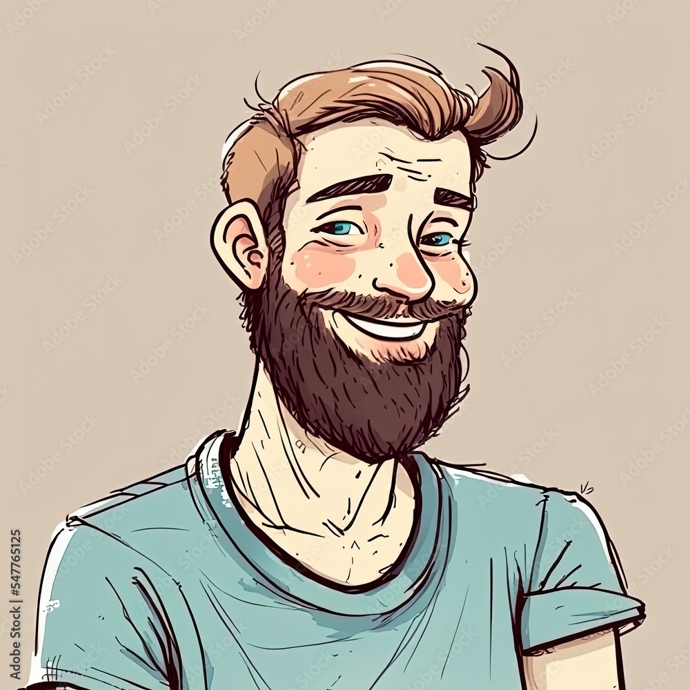 smiling man. Hand drawn style 2d illustrated design illustrations ...