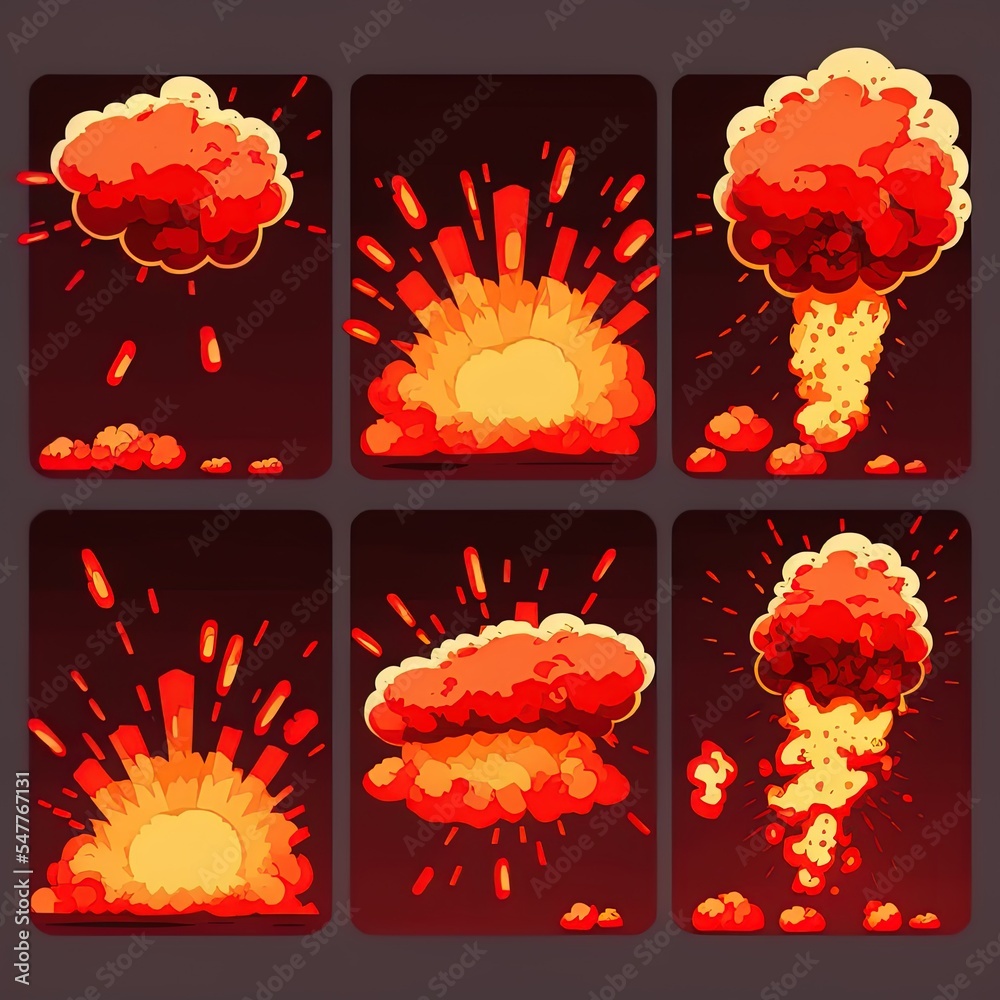 Explosion animation in storyboard. Energy detonating explosives with ...