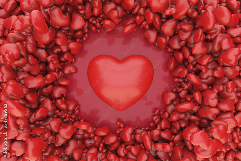3d Rendering Tiny Hearts with Huge Heart Stock Photo | Adobe Stock