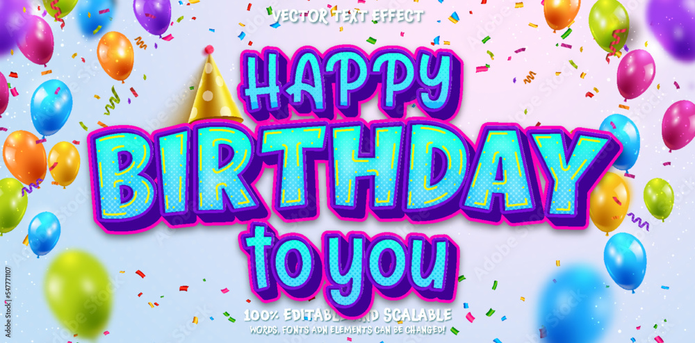 Editable Text Effect, 3D Happy Birthday Text Style. Happy birthday 3d ...