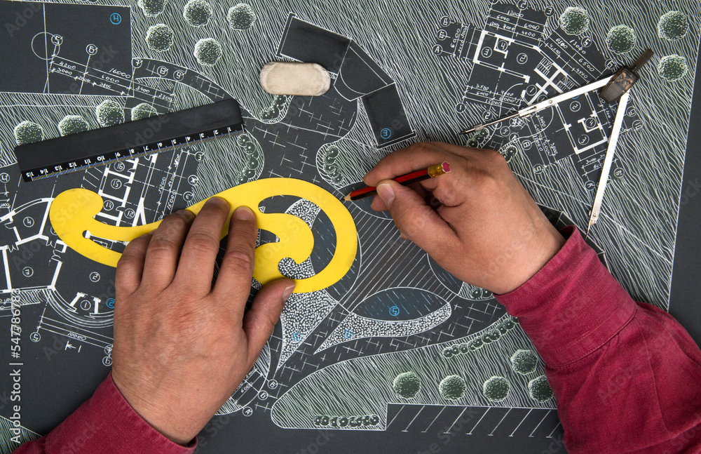 Technical drawing and modeling in architecture Stock Photo | Adobe Stock