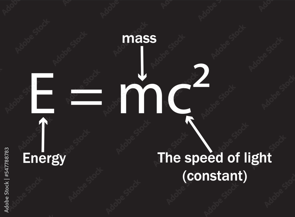 Einstein formula. Einstein's Mass-energy Equation isolated on white and ...