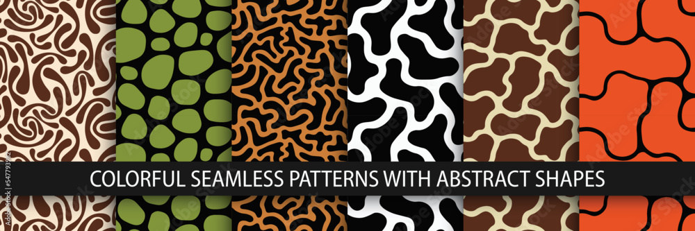 Collection of colorful seamless patterns with abstract shapes. Creative ...
