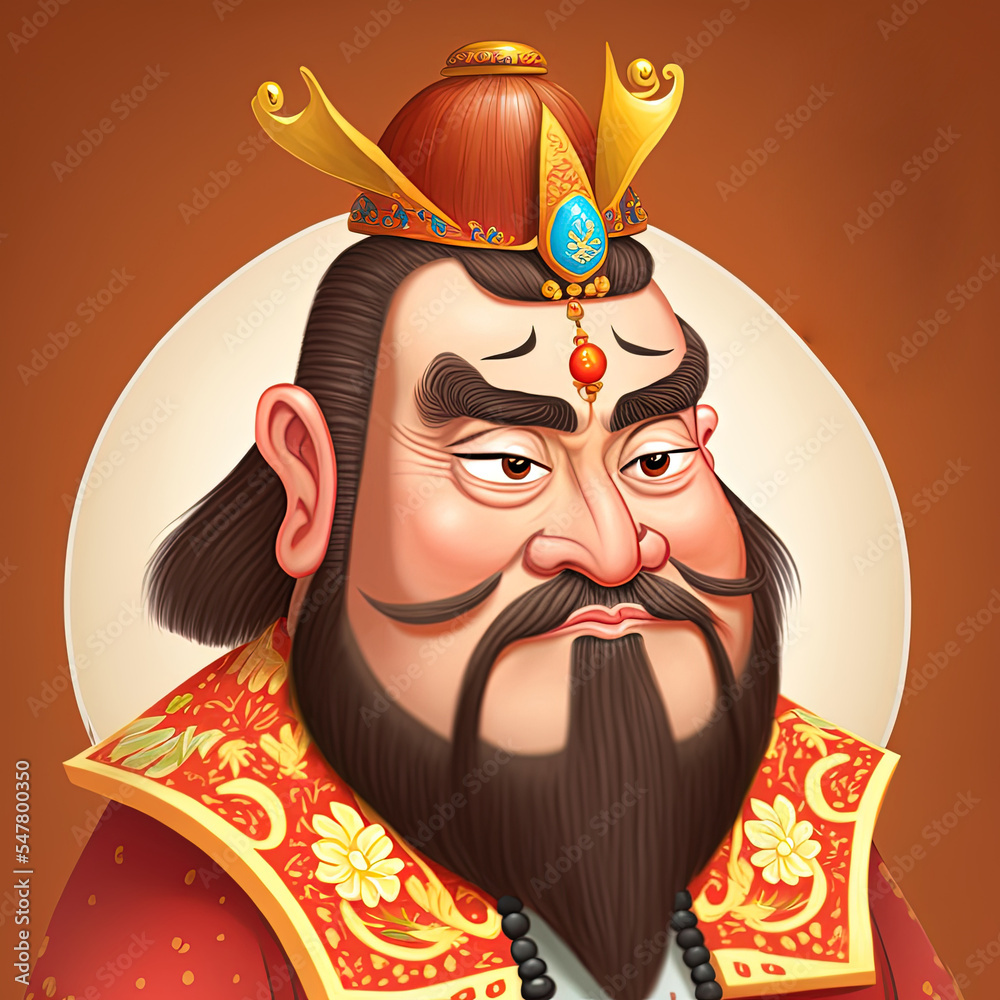 Cartoon Character of Chinese Emperor, Qin Shi Huang. Stock Illustration ...