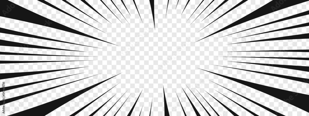 Emphasis graphic effect in comic manga book page. Radial black lines on ...