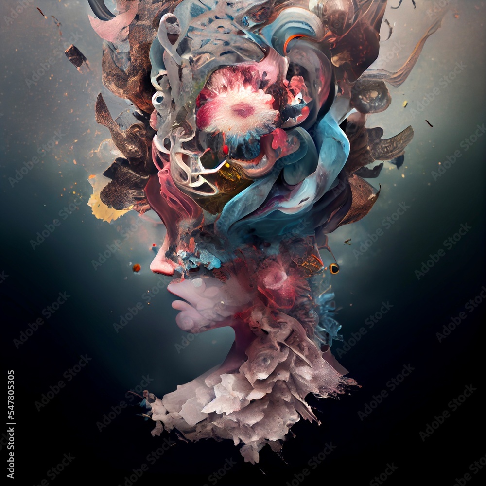 Midjourney abstract render of a mockup human face Stock Illustration ...