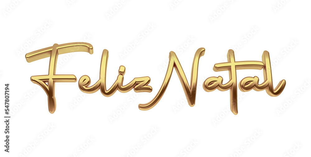 Feliz Natal render 3D em letras douradas Stock Illustration | Adobe Stock