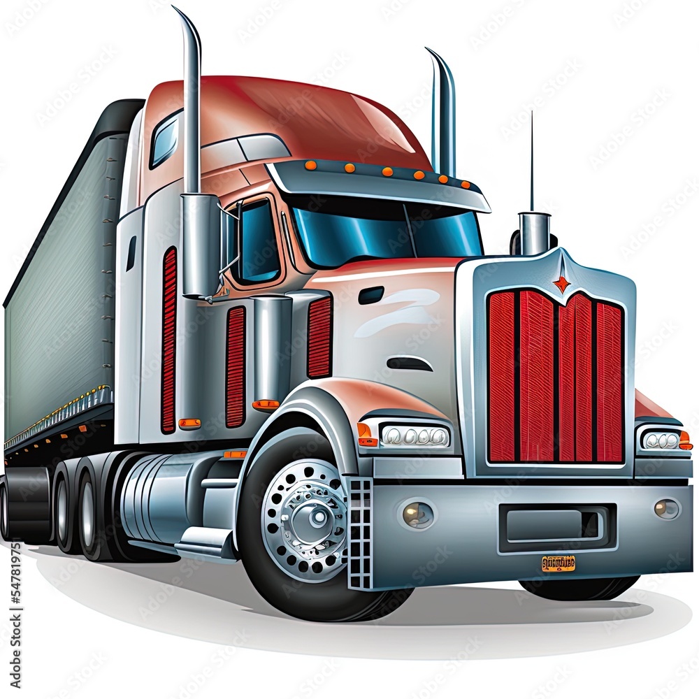 Cartoon cargo semi truck. Available 2d 2d illustrated format separated ...