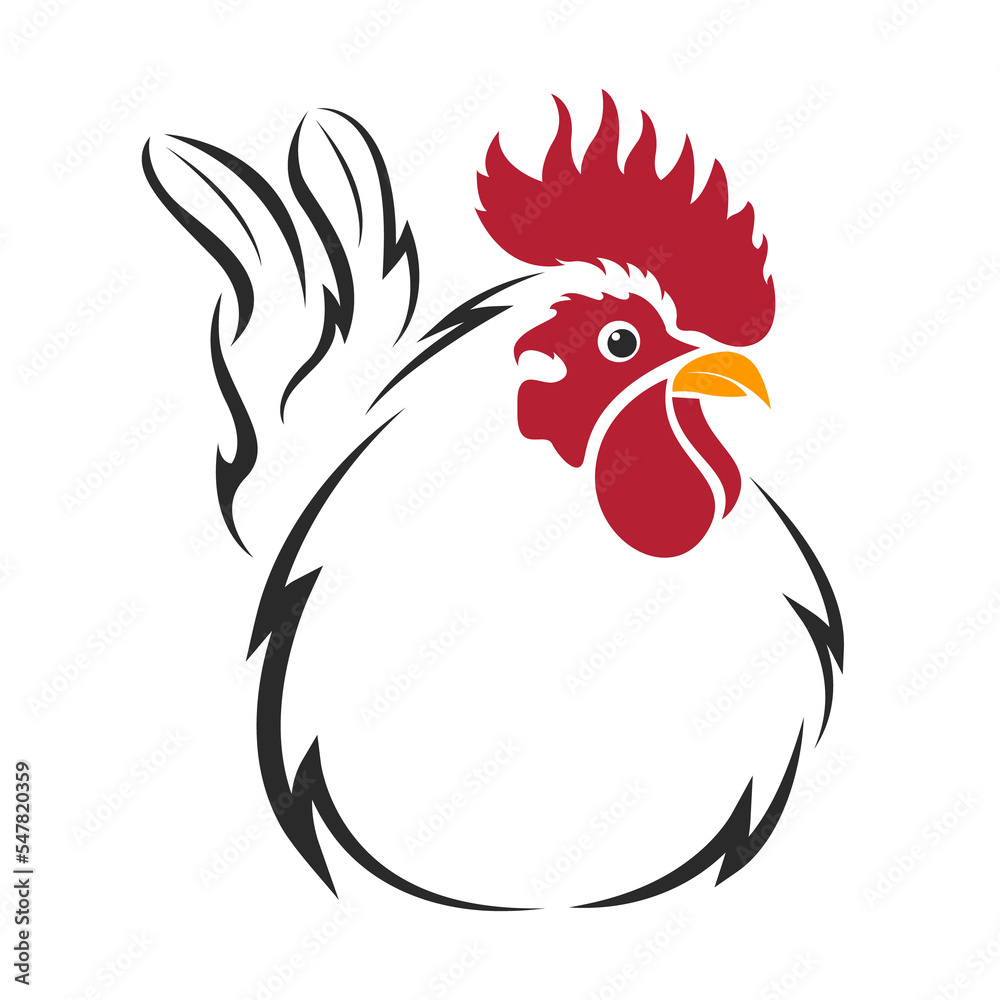 Vector of bantam or white chicken design on white background. Wild ...