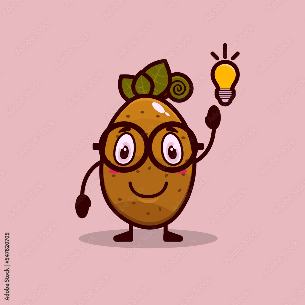 Cute potato cartoon character isolated on cream background Stock Vector ...