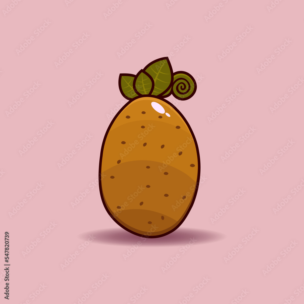 Cute potato cartoon character isolated on cream background Stock Vector ...