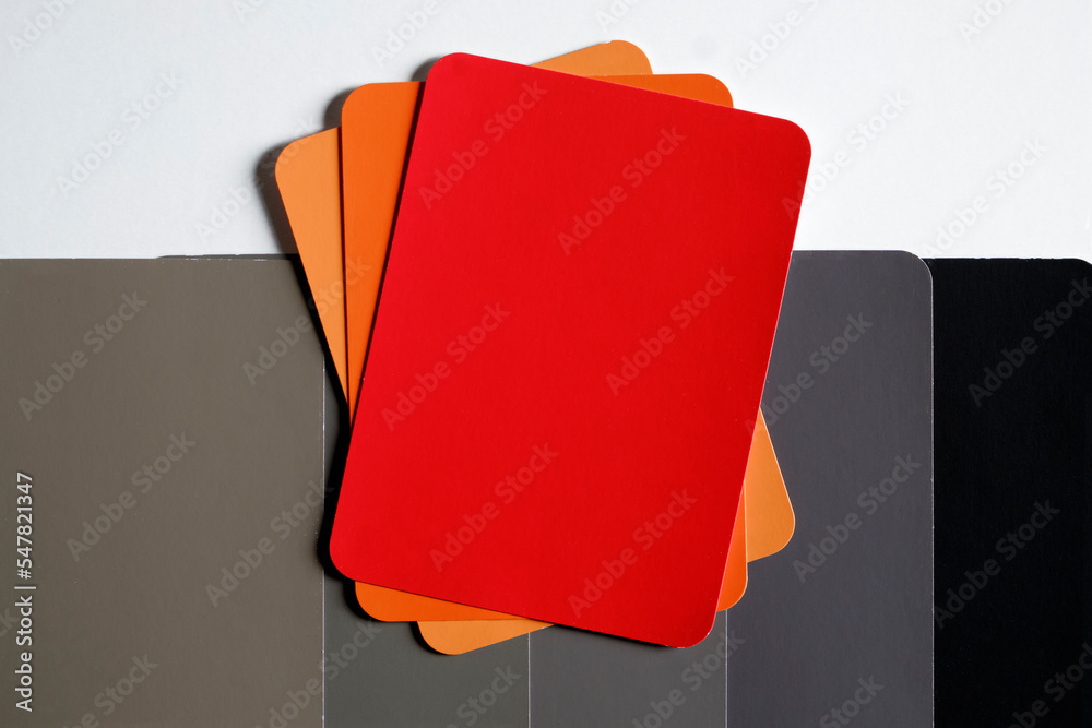 Orange, red and gray color swatches. Generic color sample swatches in ...