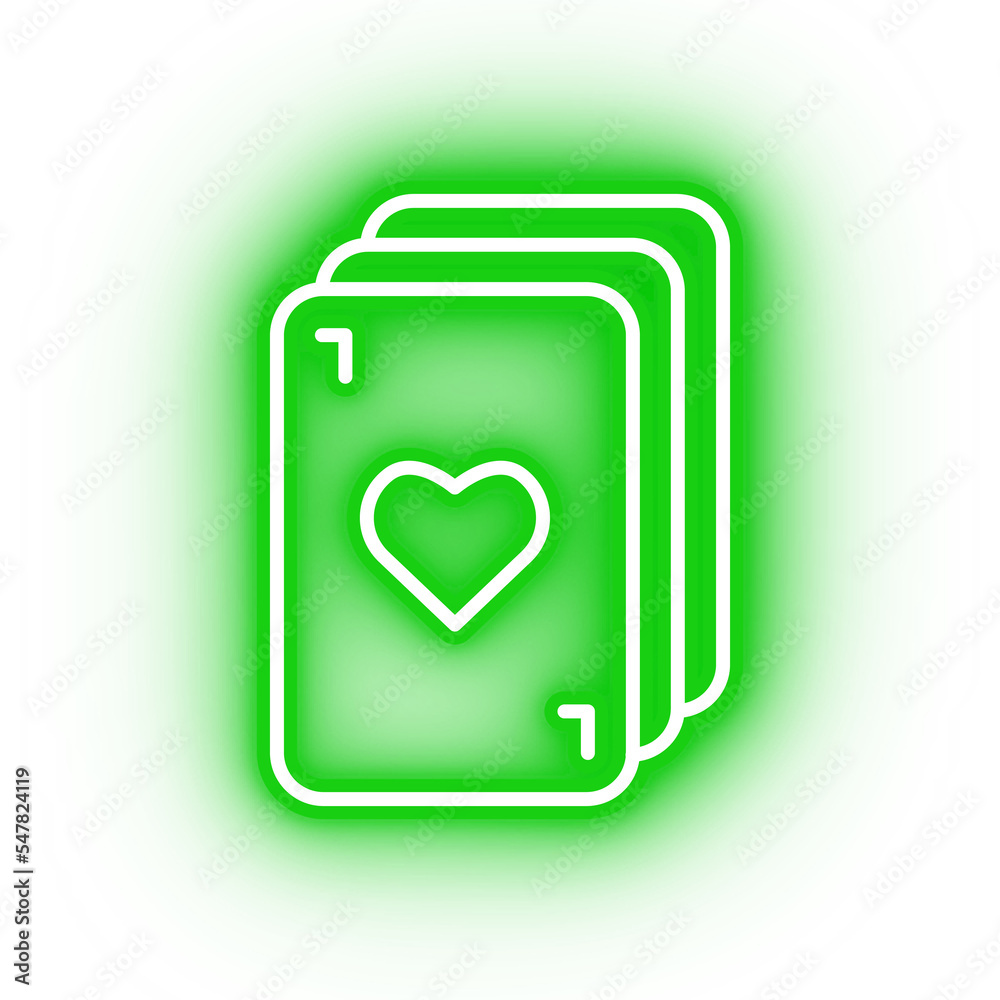 Neon green playing cards, deck of cards on transparent background Stock ...