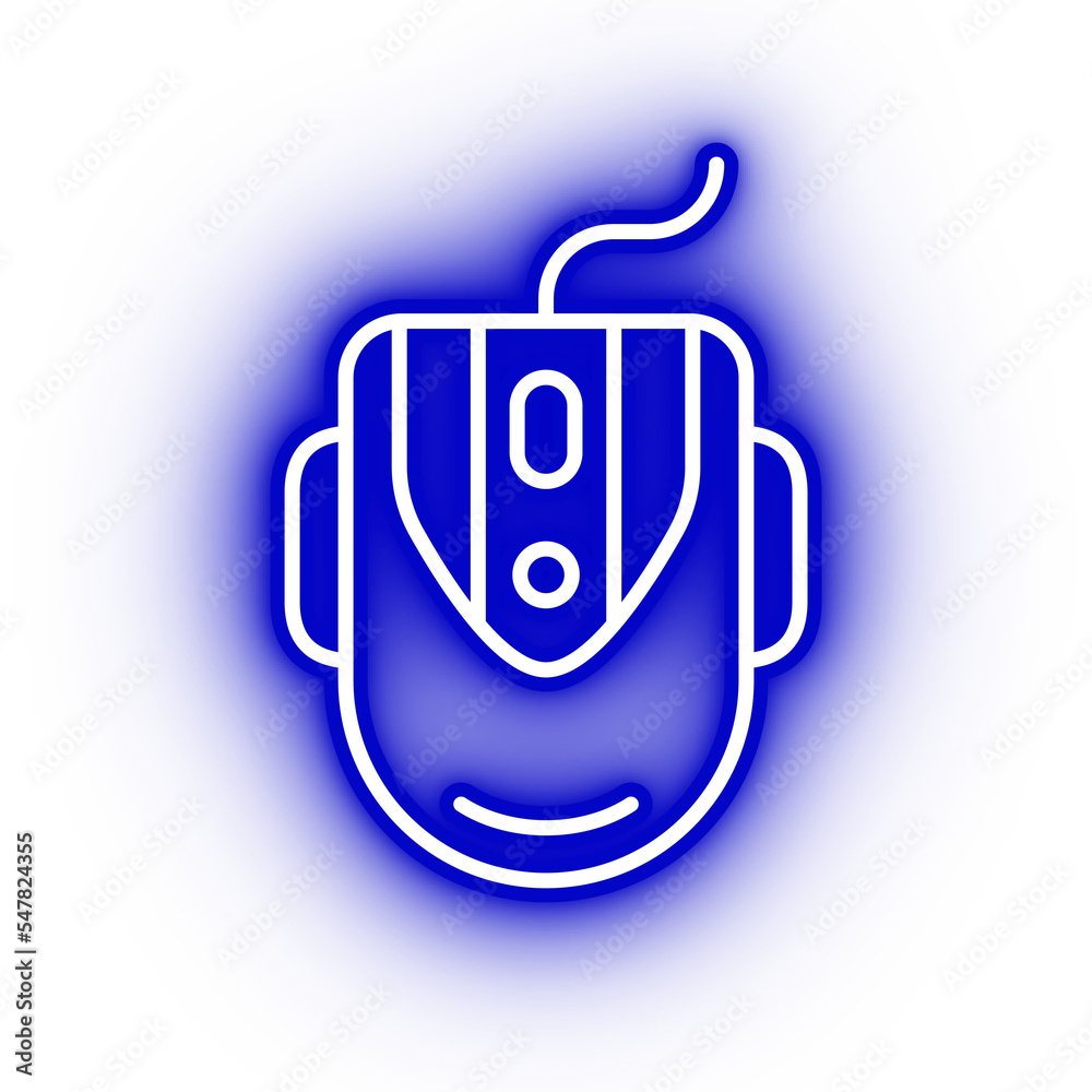 Neon blue mouse icon, gaming mouse on transparent background Stock ...