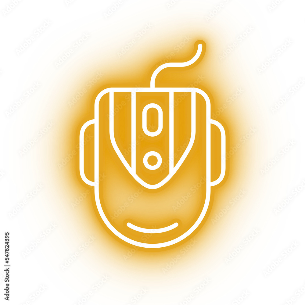 Neon yellow mouse icon, gaming mouse on transparent background Stock ...