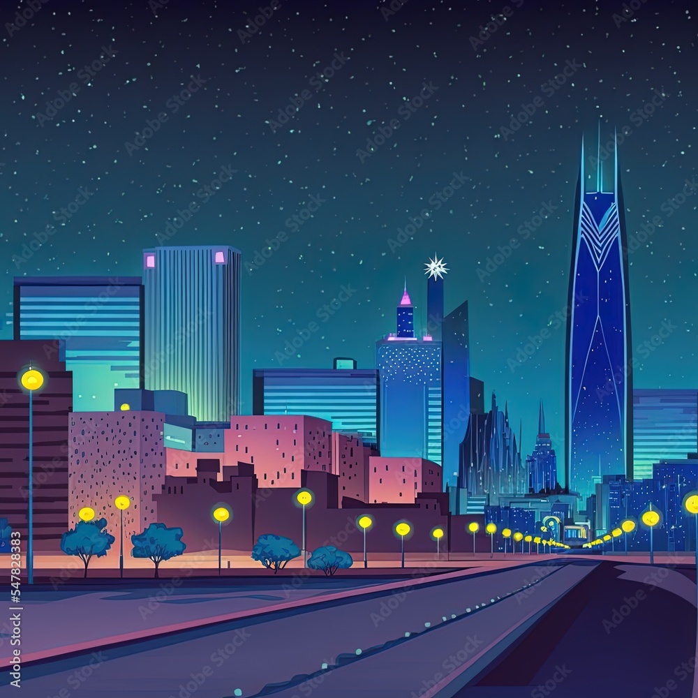 Riyadh skyline at night #10, Capital of Saudi Arabia Stock Illustration ...
