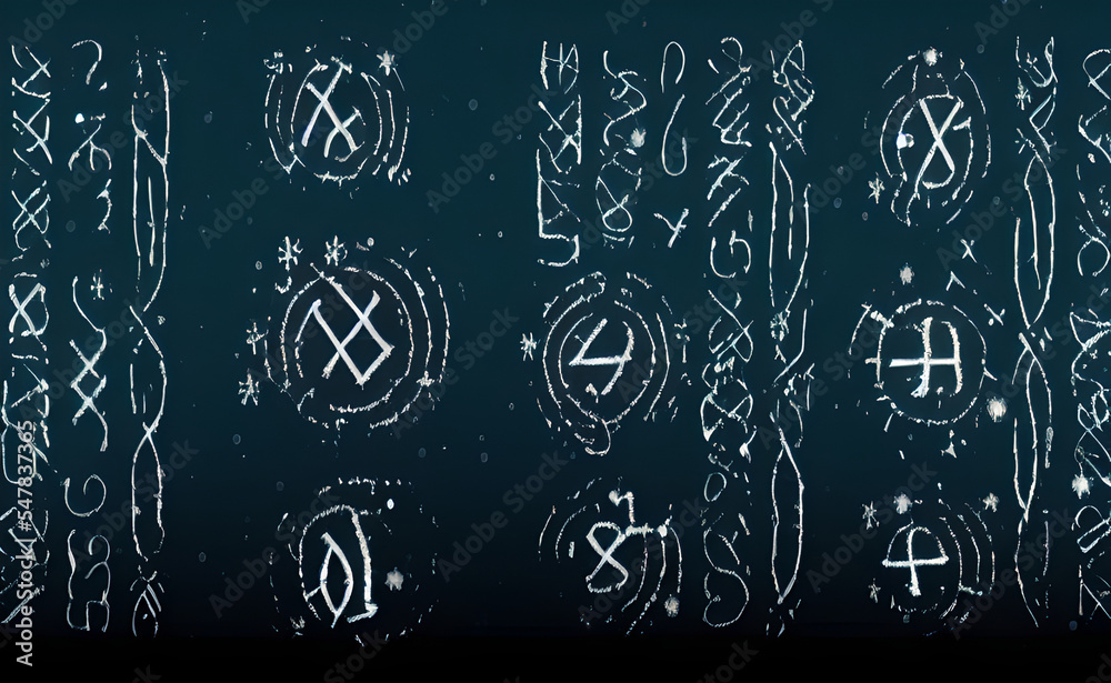 Abstract rune and arcane magic occult symbol background. Mystical ...