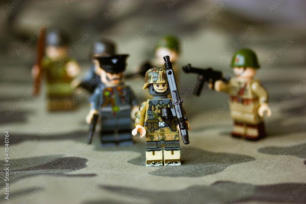 Kyiv, Ukraine. March 9, 2022. LEGO soldiers from Second World War. Toy ...