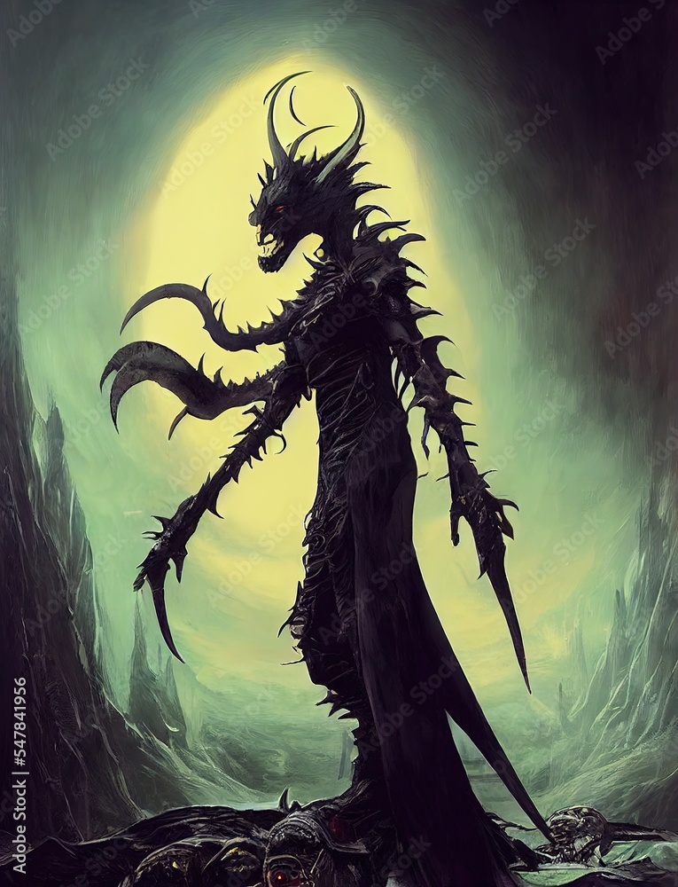 high fantasy necropunk dominator scaly skinwalker nightmare Stock ...