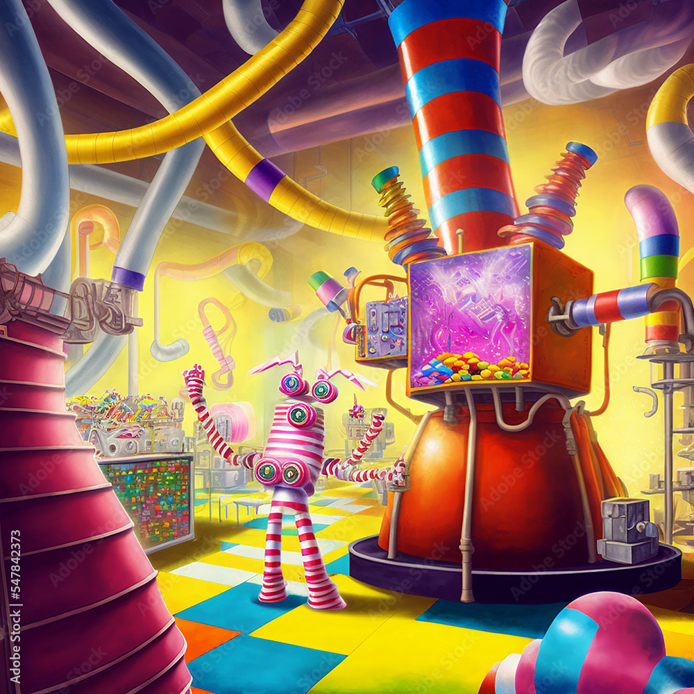 Ai generated Candyland candy warehouse Stock Illustration | Adobe Stock