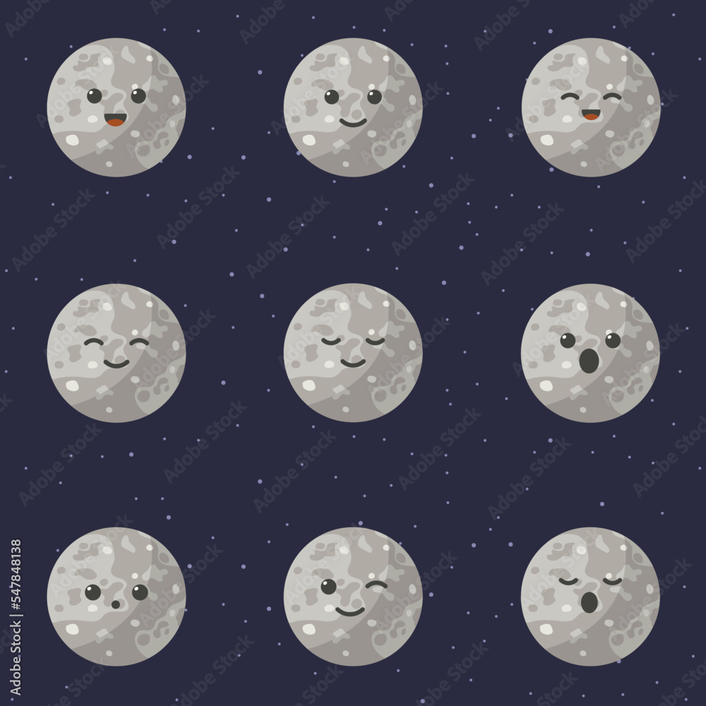 Cute planet mercury cartoon character. Set of cute cartoon planets with ...