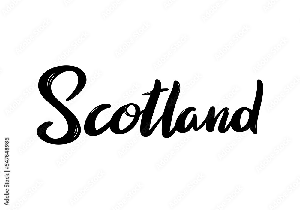 Scotland Lettering. Handwritten country name. Vector design template ...
