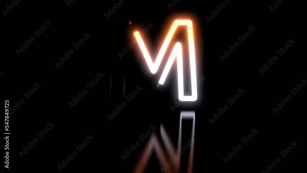 Animated Neon Lights with Reflection Themed Font Letter M vídeo do ...