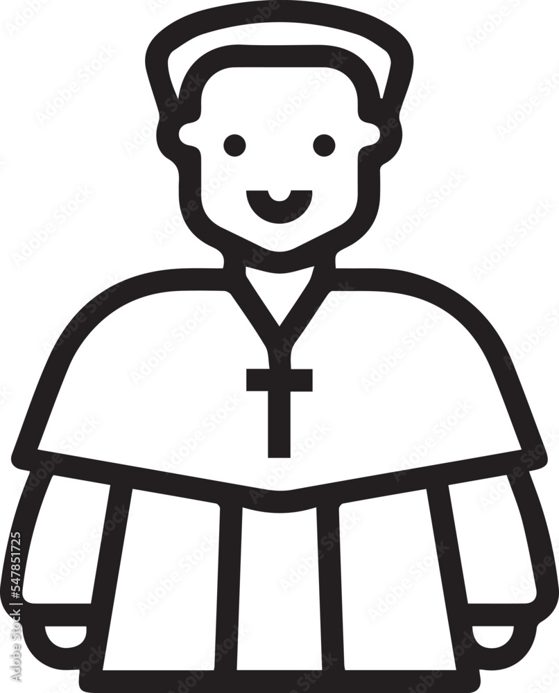 Portugal priest in robe and cross isolated man in long gown thin line ...
