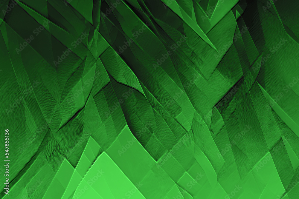 Green background texture design, complex shapes with different shades ...