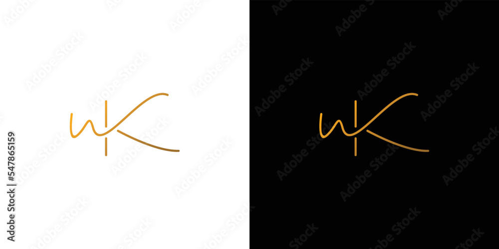modern and unique handwritten letter WK initials logo design Stock ...