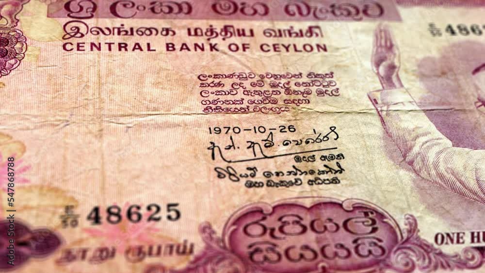 Sri Lanka Sri Lankan Rupee 100 Banknotes, One Hundred Sri Lankan Rupee ...