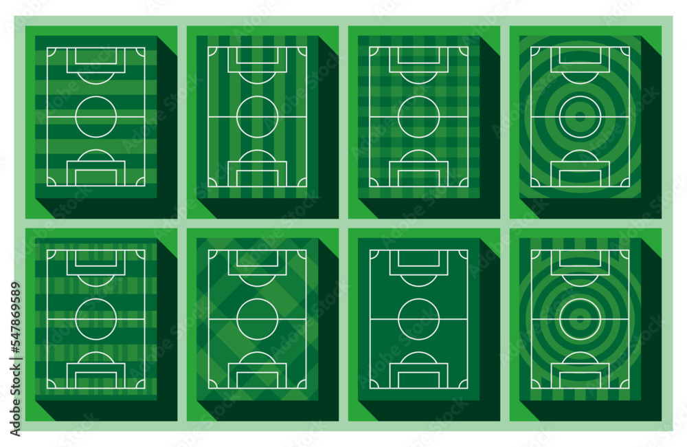 Soccer field grass pattern design collection. Top view football field ...