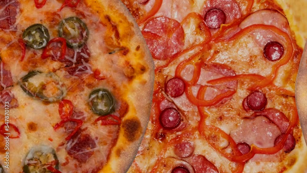 trendy animation or background of different types of moving salami ...