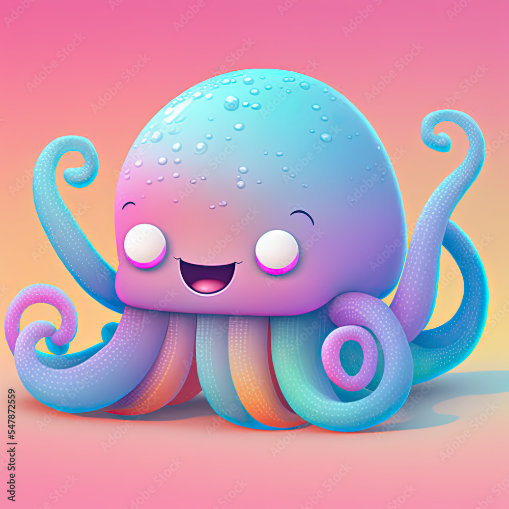 Illustration of o 3d toy shaped as an octopus with its arms up Stock ...