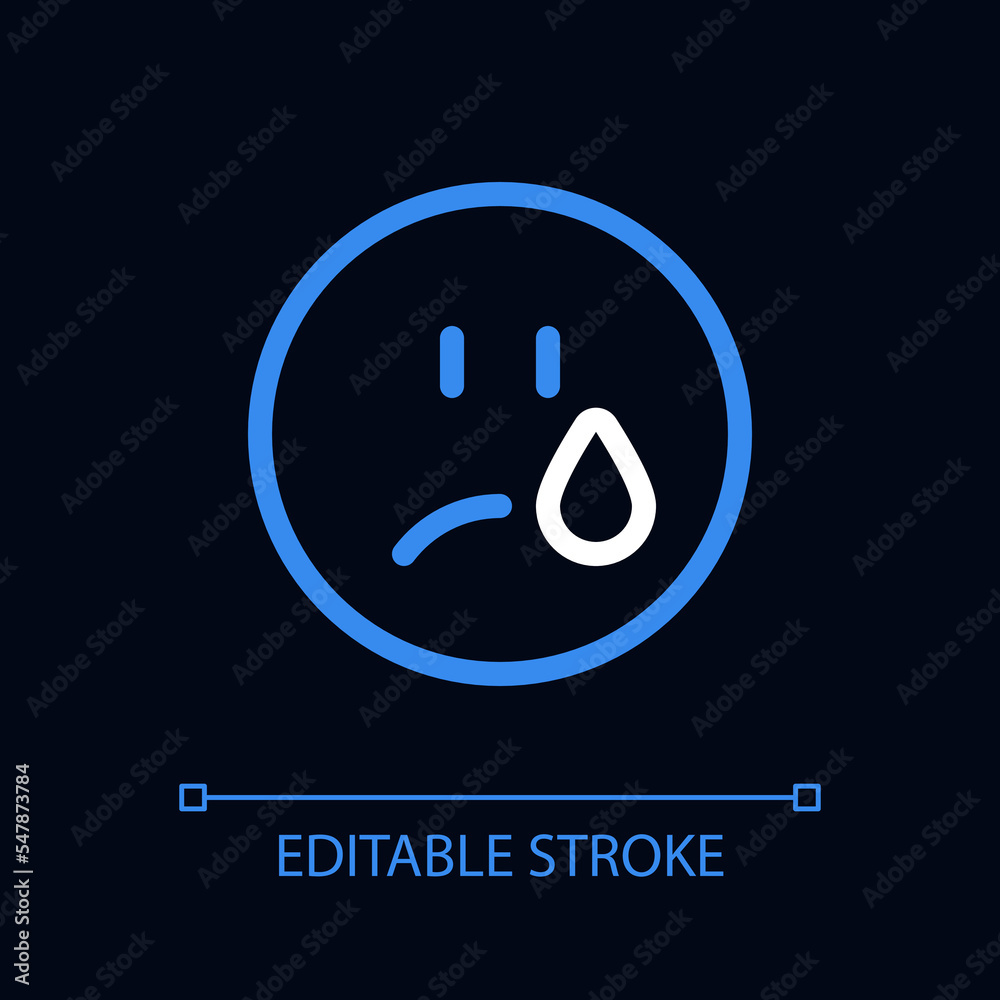 Crying emoji pixel perfect color linear ui icon for dark theme ...