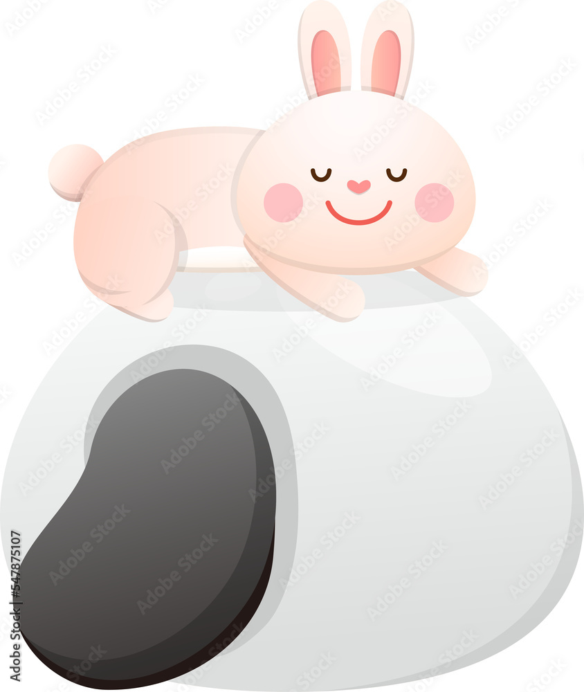 Cute rabbit character or mascot, lantern festival or winter solstice ...