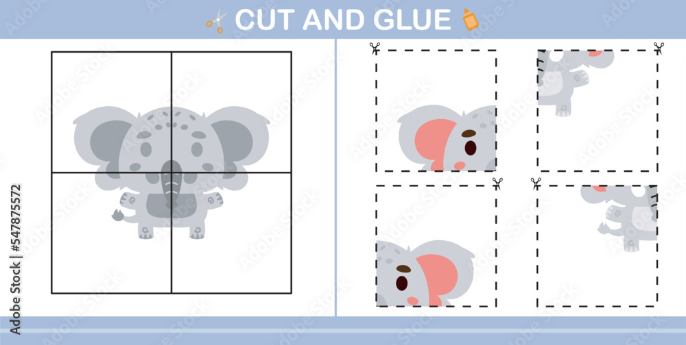 cut and glue animal education paper game for kindergarten and preschool ...