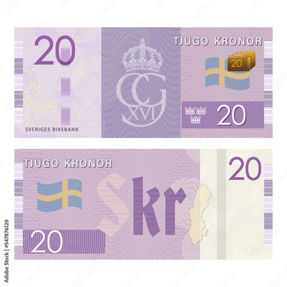 Vetor de Vector gaming Scandinavian banknote. Inscriptions in Swedish ...