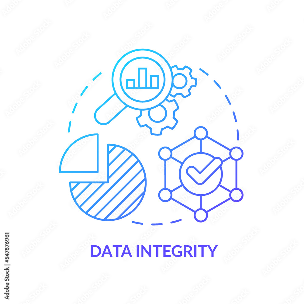 Data integrity blue gradient concept icon. Consistency of information ...