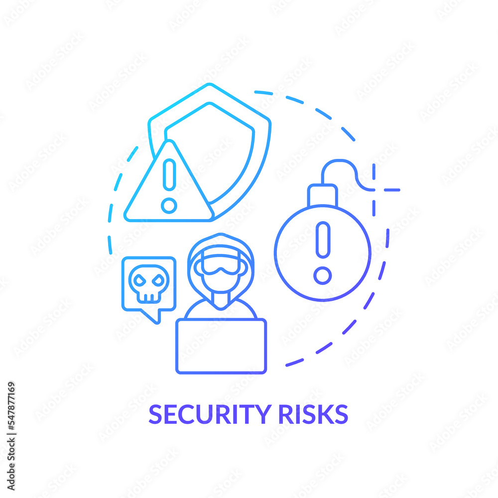 Security risks blue gradient concept icon. Reduce computer attacks ...